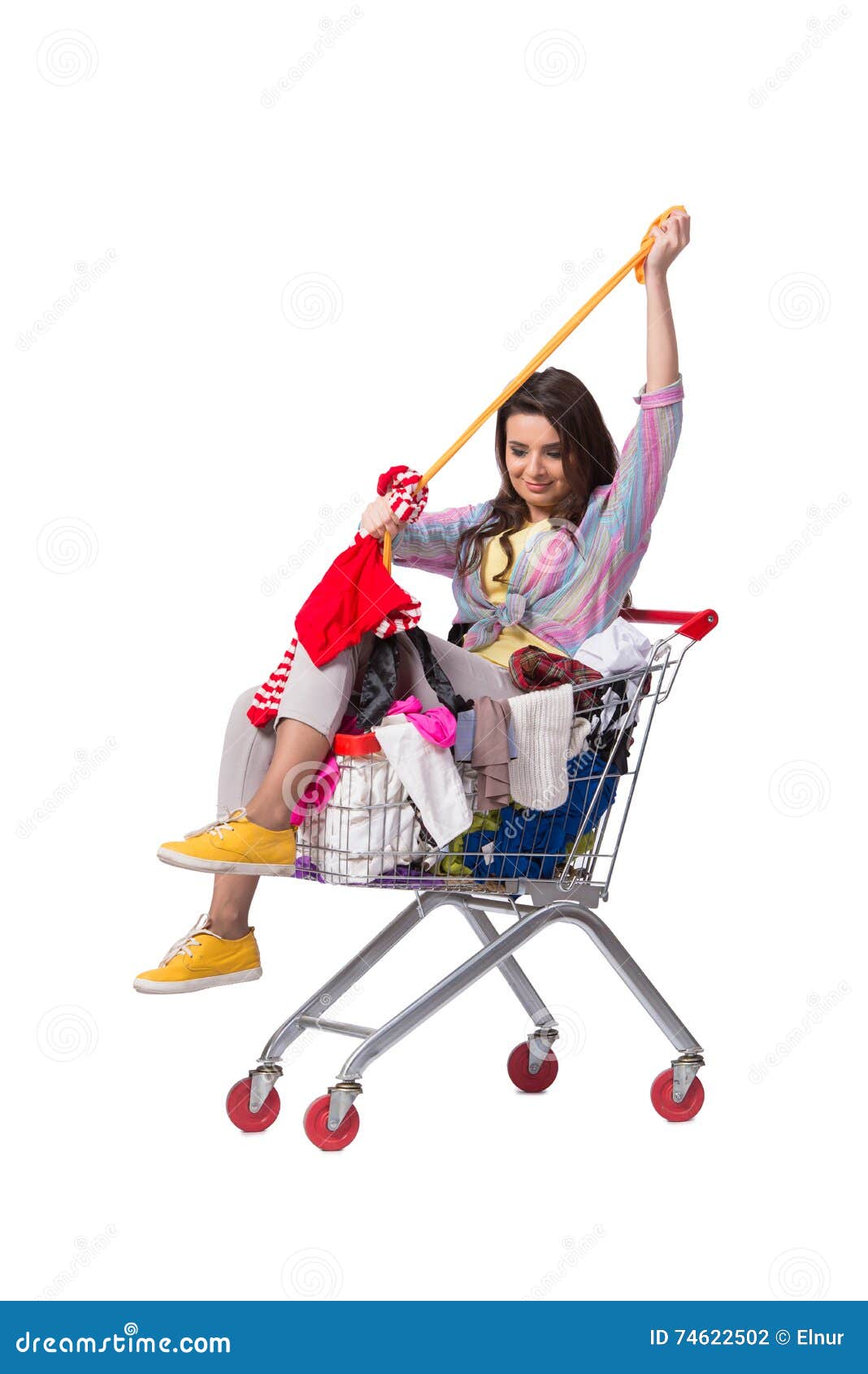 The Woman after Buying Second Hand Clothing on White Stock Photo ...