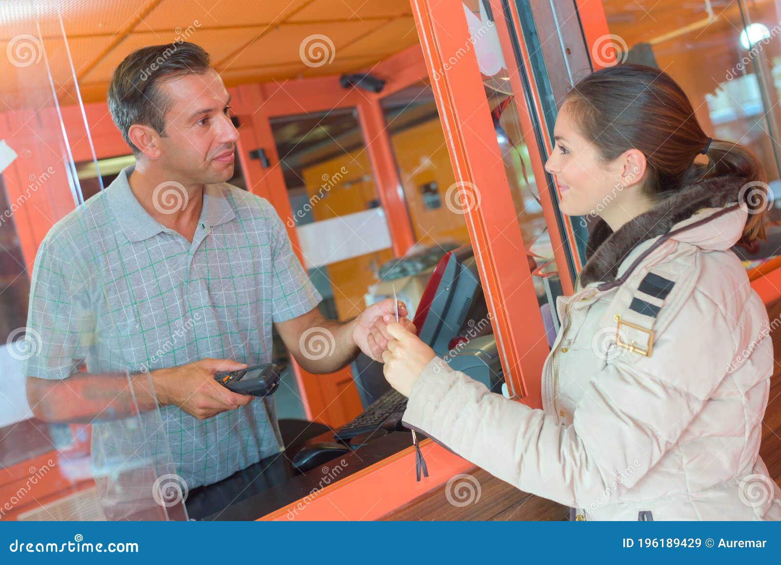 Woman Buying Ticket from Booth Stock Image - Image of admit, show ...
