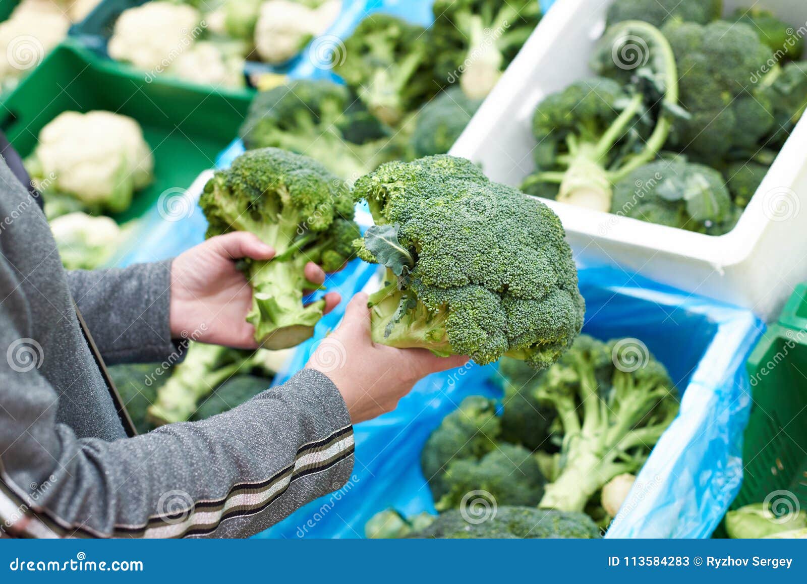Woman Buys Broccoli in Store Stock Image - Image of customer, choice ...