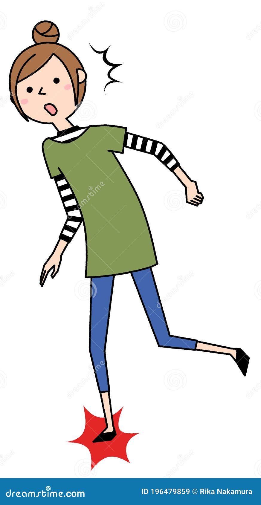 Young Stumbling And Falling Down Forward, Female Person With Frightened ...