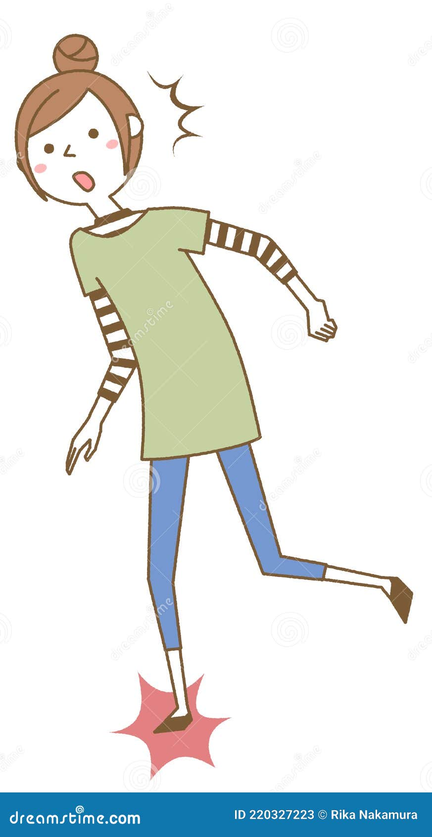 Young Stumbling And Falling Down Forward, Female Person With Frightened ...