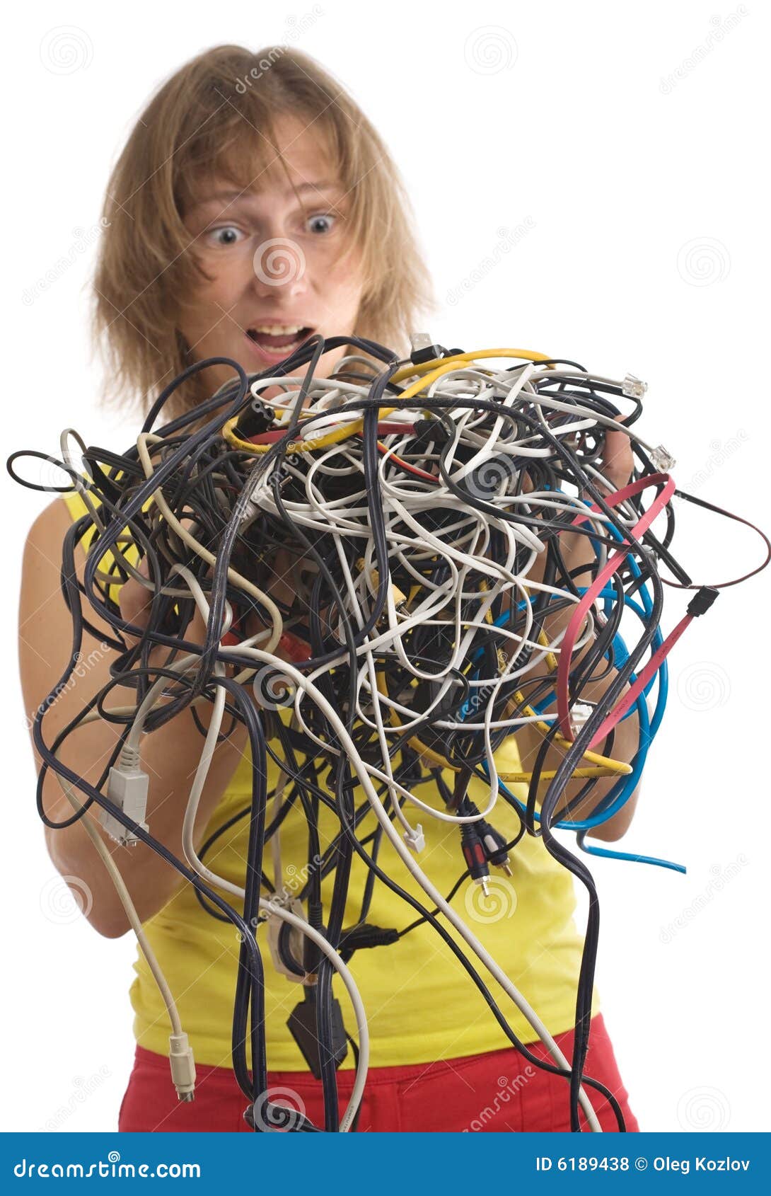 Woman with cables stock photo. Image of electricity, jumble - 6189438