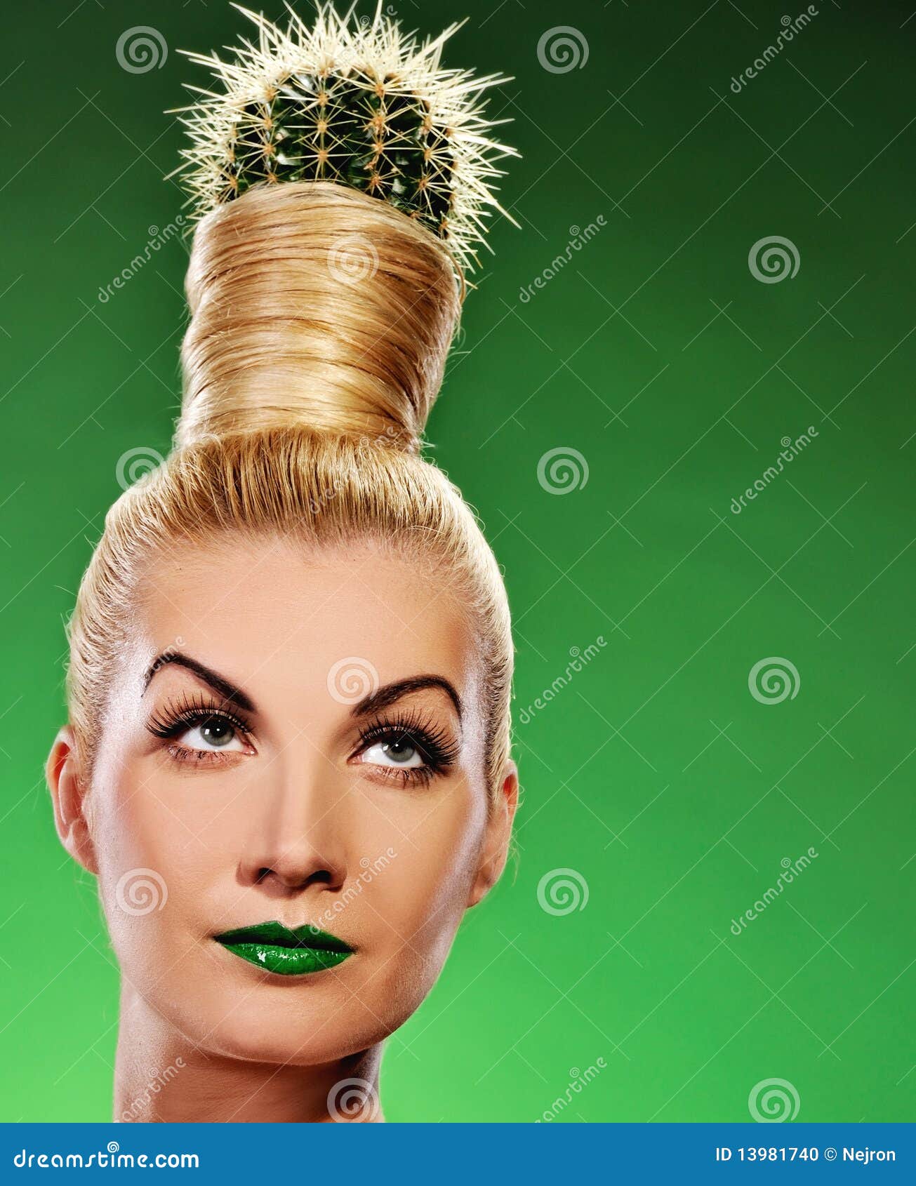 Woman with cactus stock photo. Image of houseplant, beautiful - 13981740