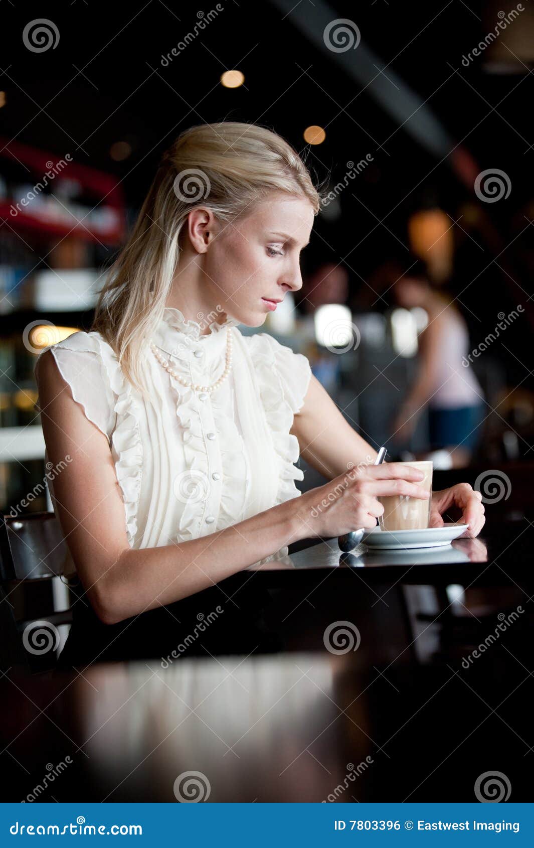 Woman in Cafe stock photo. Image of fair, female, pretty - 7803396