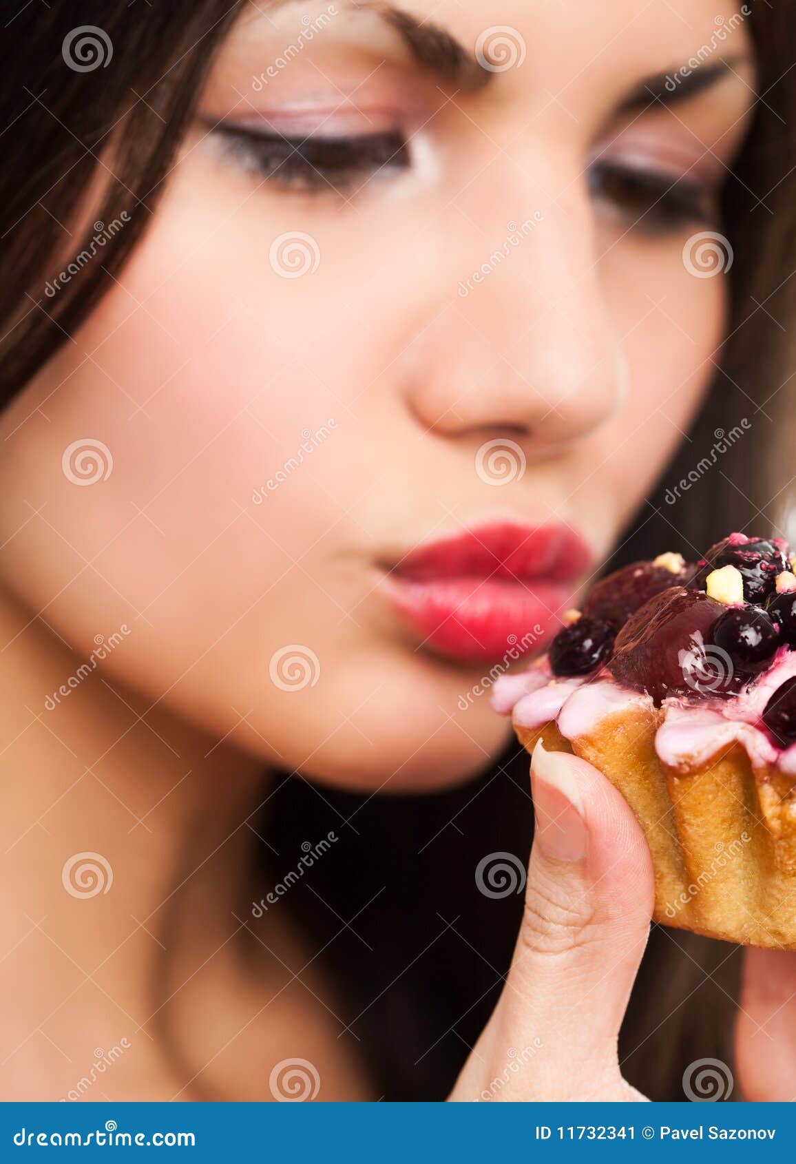 Woman with cake stock image. Image of girl, hairs, asian - 11732341
