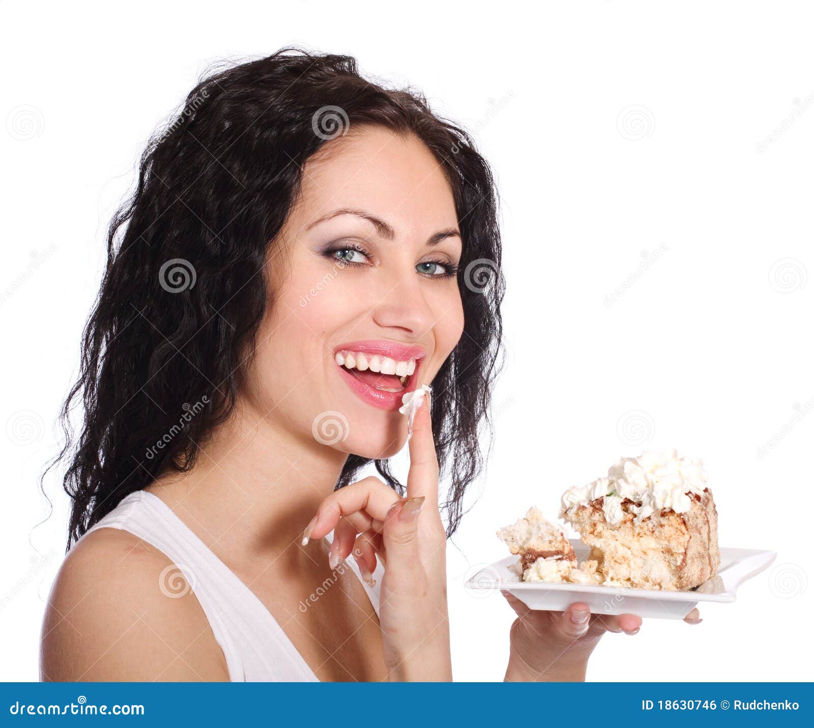 Woman with cake stock photo. Image of girl, face, beautiful - 18630746