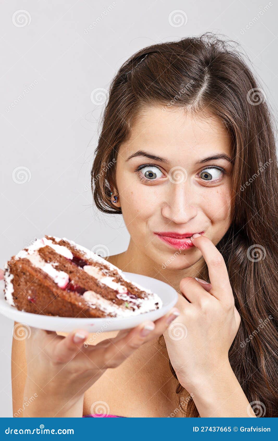 Woman with a cake stock image. Image of cropped, plate - 27437665