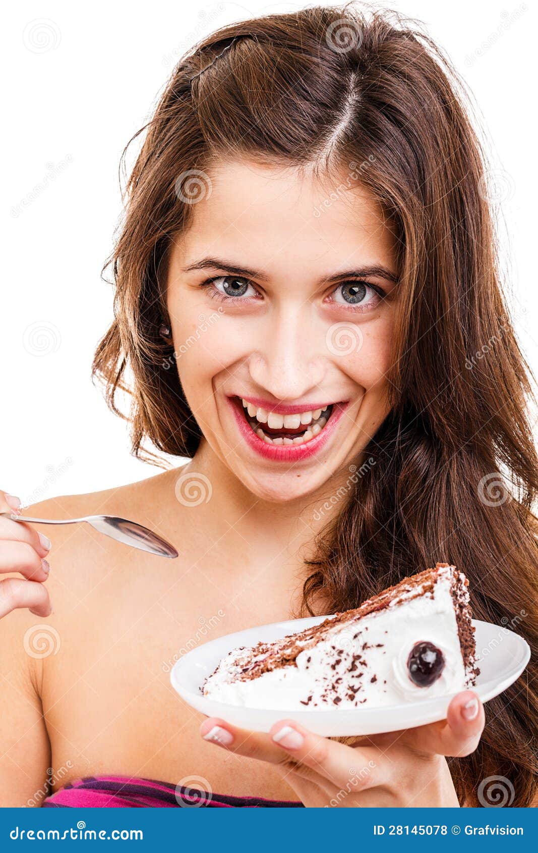 Woman with a cake stock photo. Image of tasty, cheerful - 28145078
