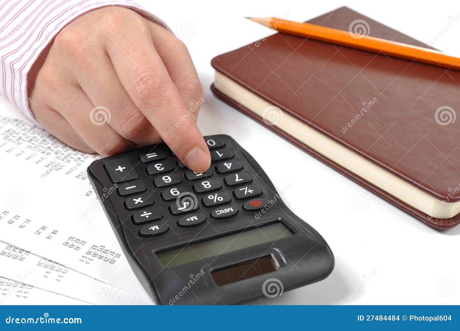Woman Calculating Company S Expenses Stock Photo - Image of notepad ...