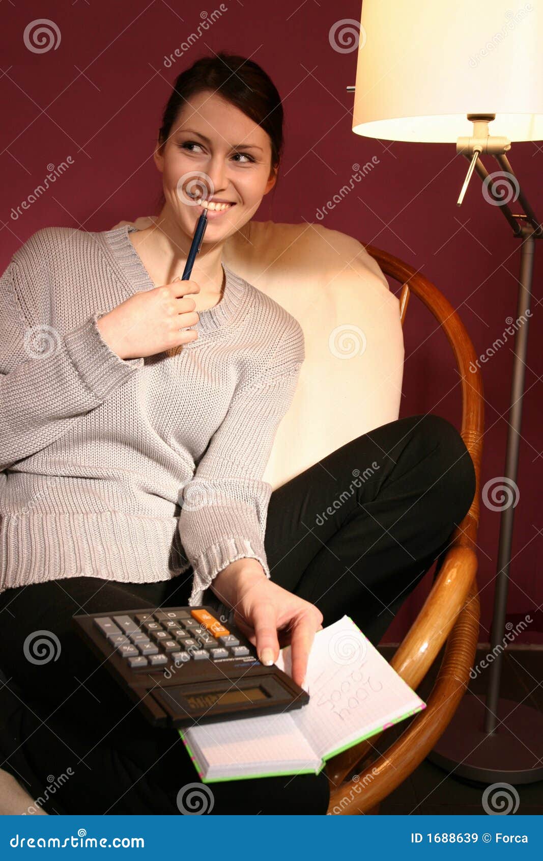 Woman with calculator stock image. Image of planning, calculate - 1688639