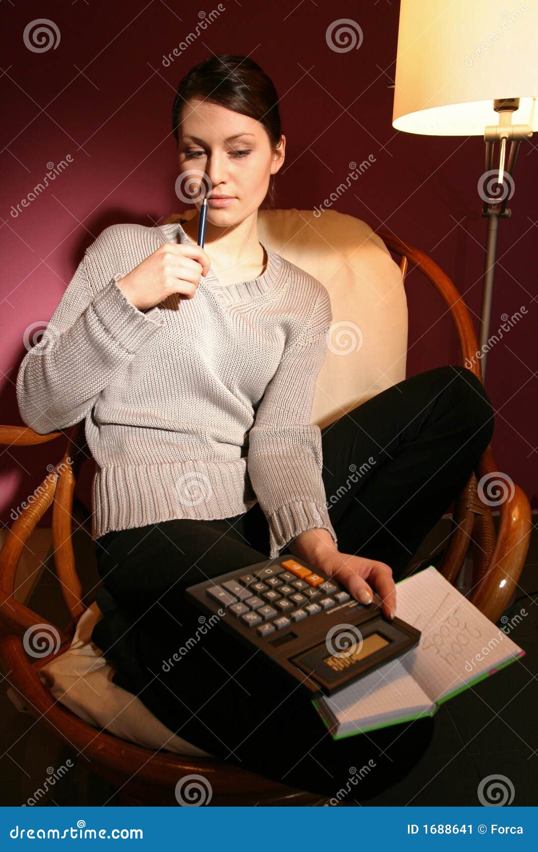 Woman with calculator stock image. Image of count, work - 1688641