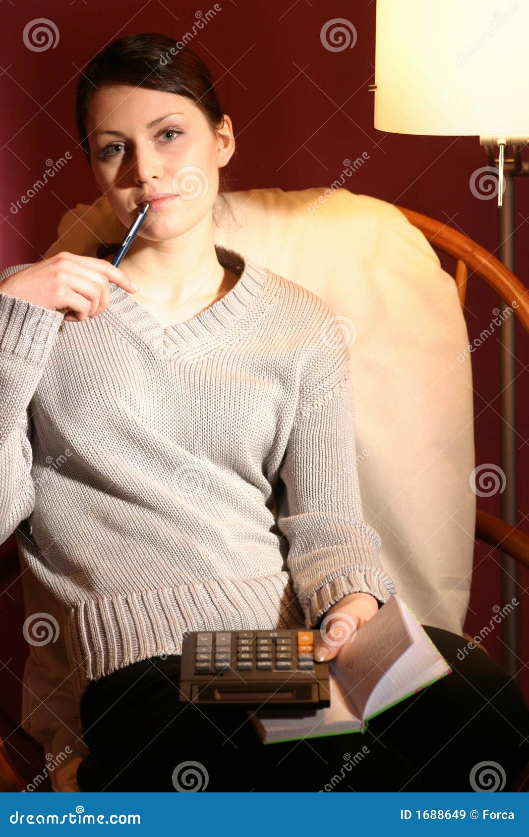 Woman with calculator stock image. Image of smart, young - 1688649
