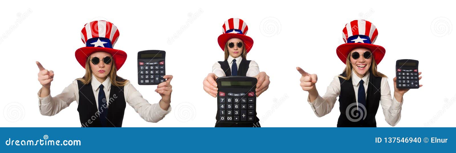 The Woman with Calculator Isolated on White Stock Photo - Image of ...