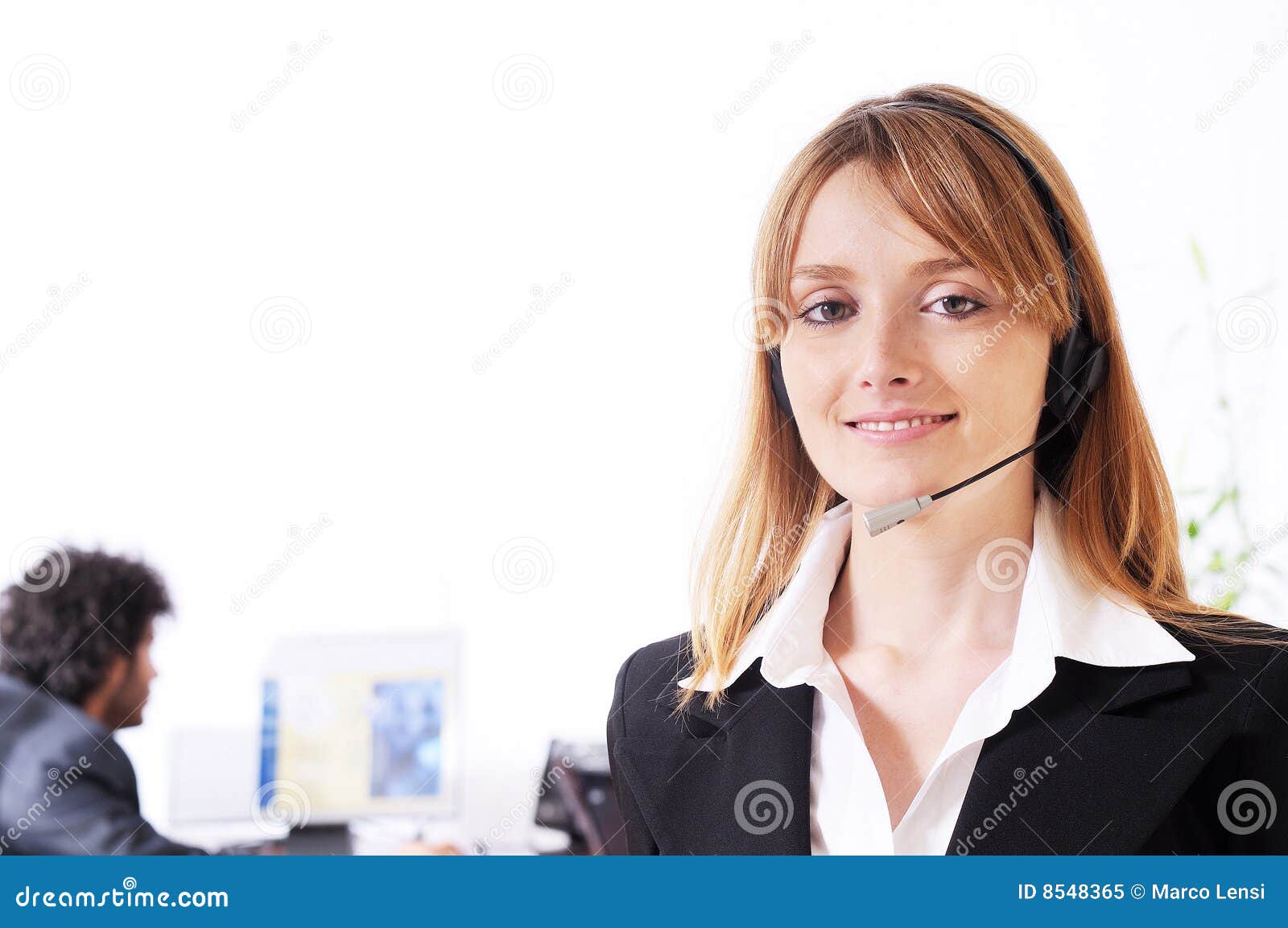 Woman and call centre stock image. Image of blond, white - 8548365