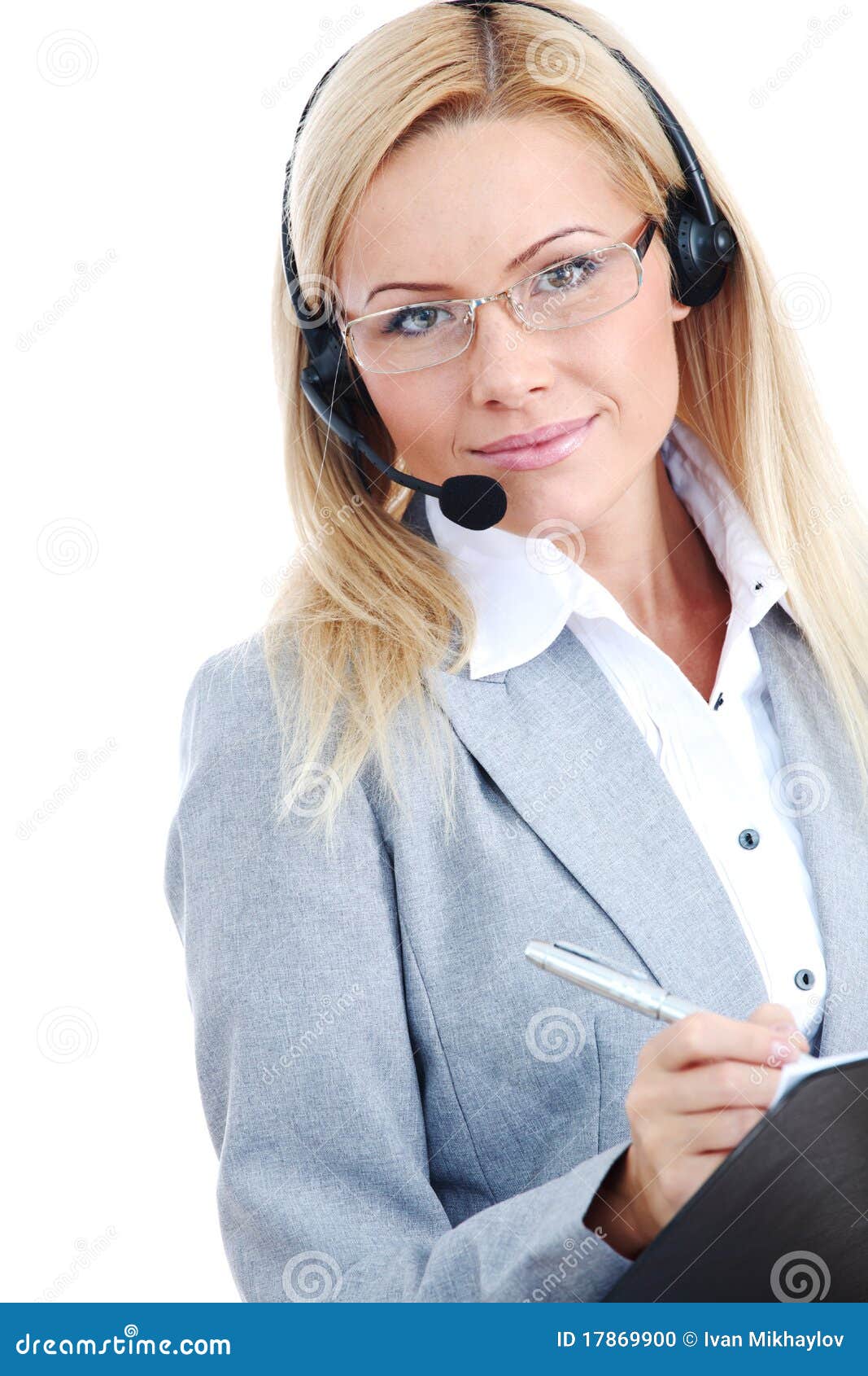 Woman call with headset stock photo. Image of happy, headset - 17869900