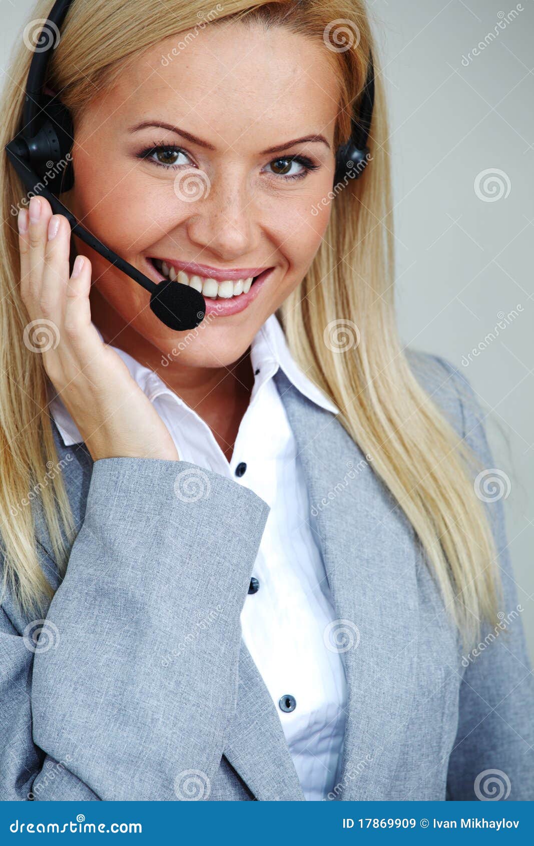 Woman call with headset stock image. Image of blonde - 17869909