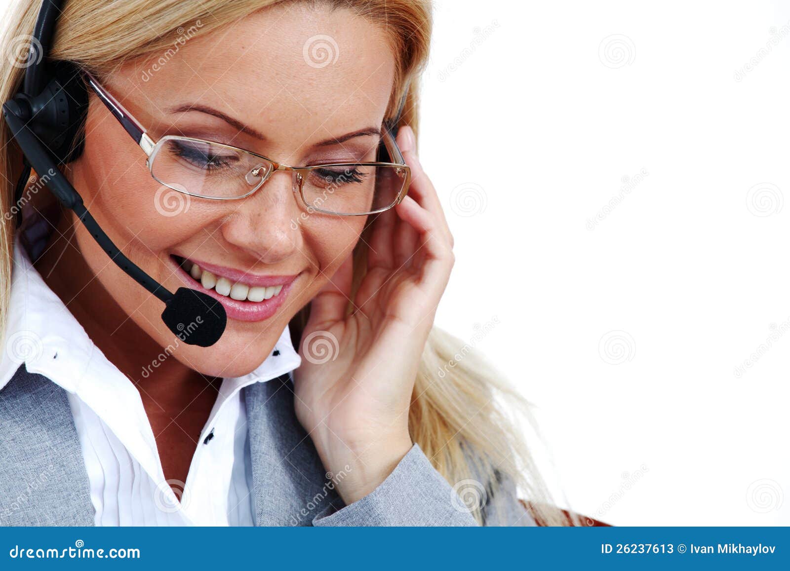 Woman call with headset stock image. Image of hotline - 26237613