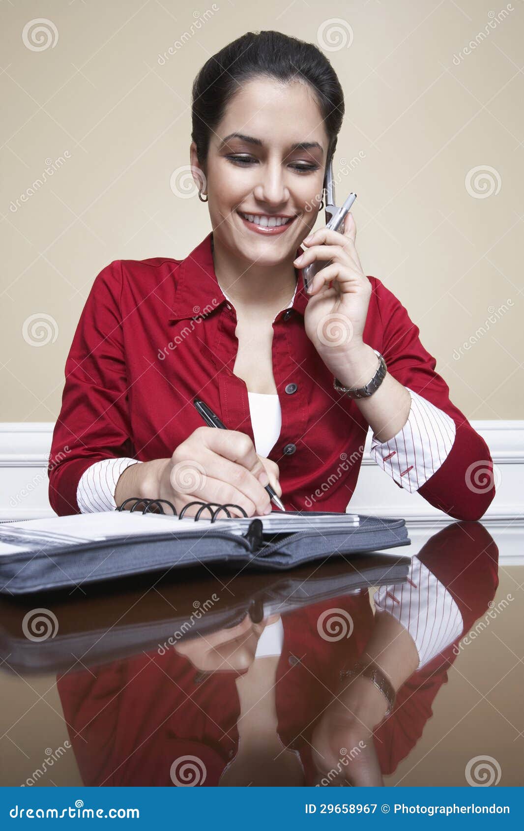 Woman on Call Taking Notes stock image. Image of caucasian - 29658967