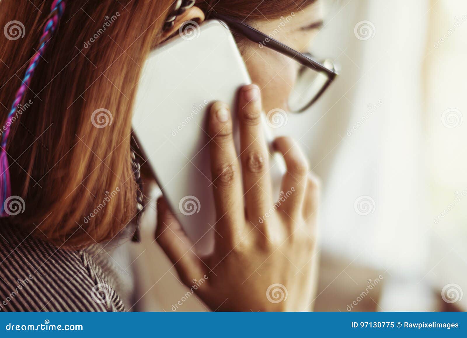 Woman Calling Mobile Phone Communication Stock Image - Image of digital ...