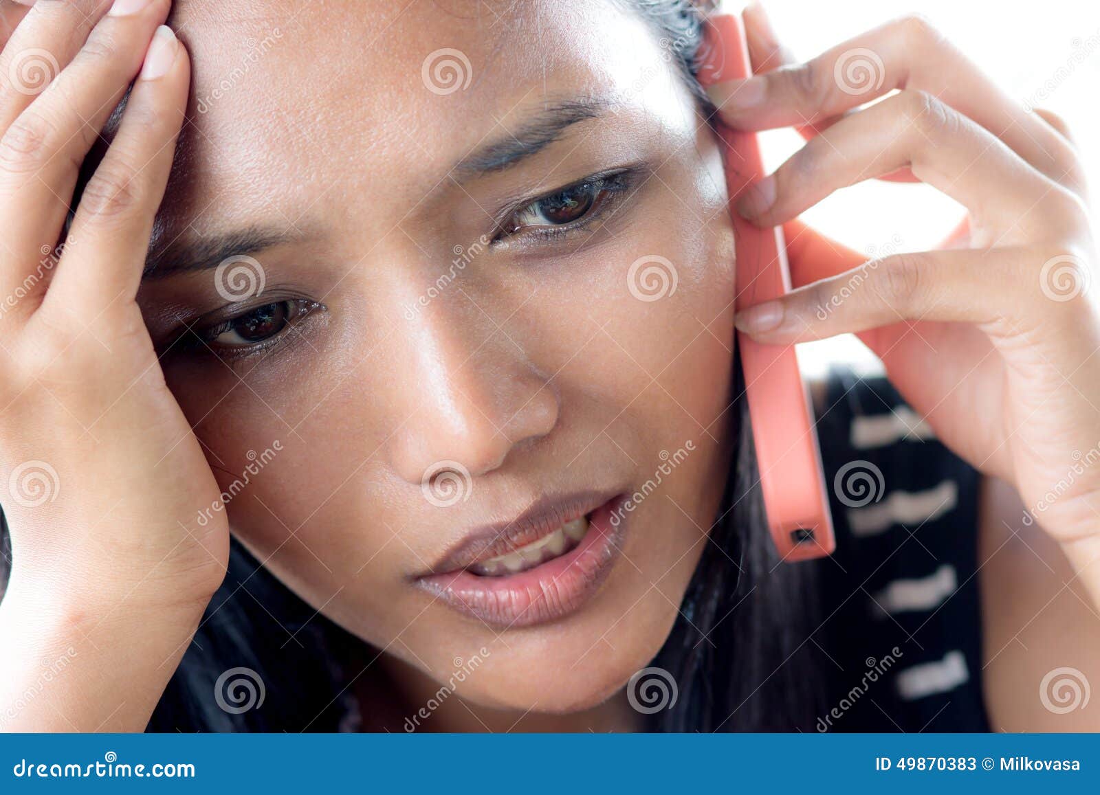 Woman calling by phone stock image. Image of beautiful - 49870383