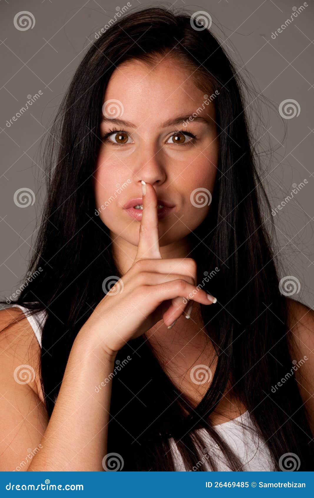 Woman calling for silence stock image. Image of face - 26469485