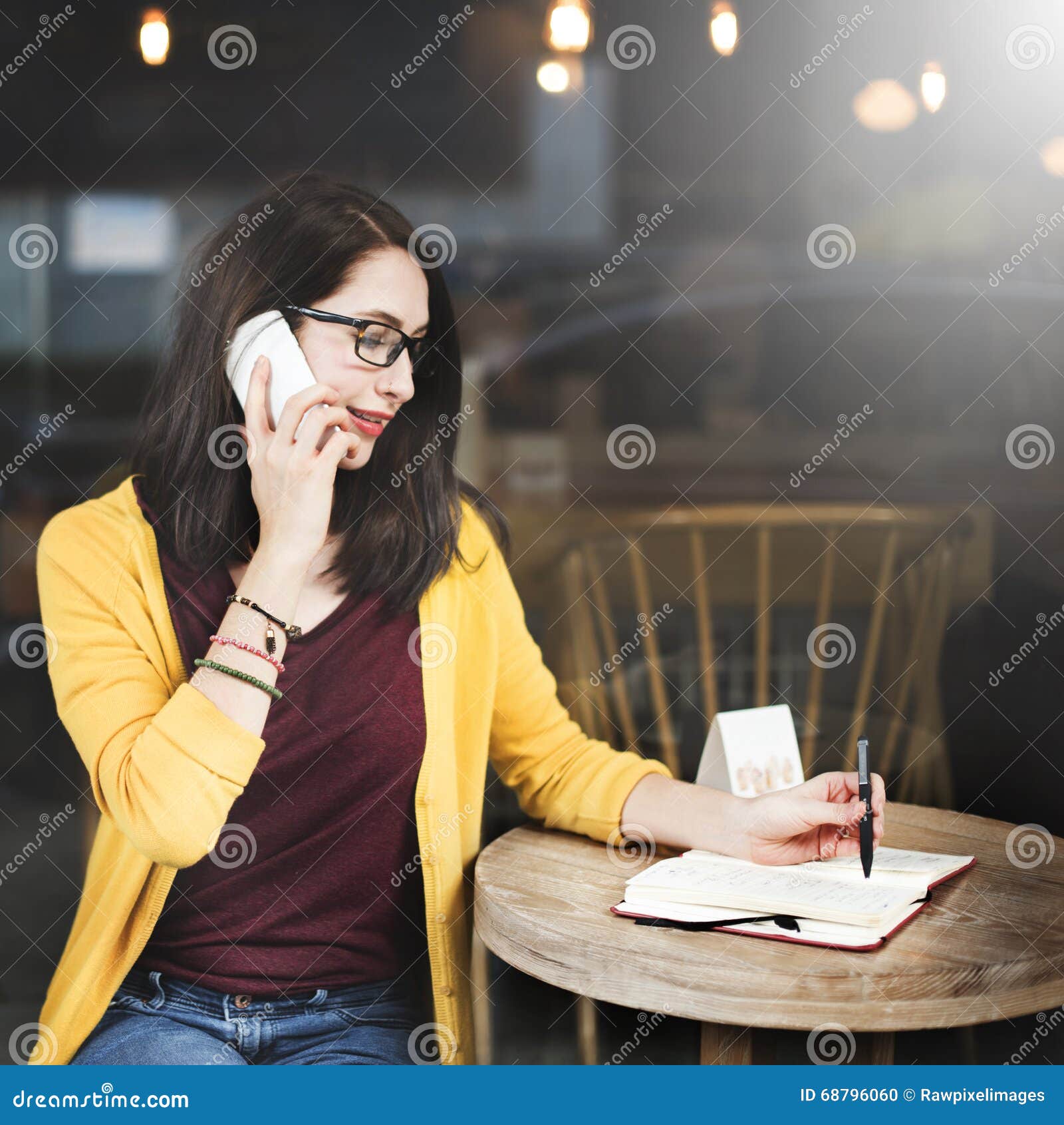 Woman Calling Smart Phone Writing Concept Stock Photo - Image of hobby ...