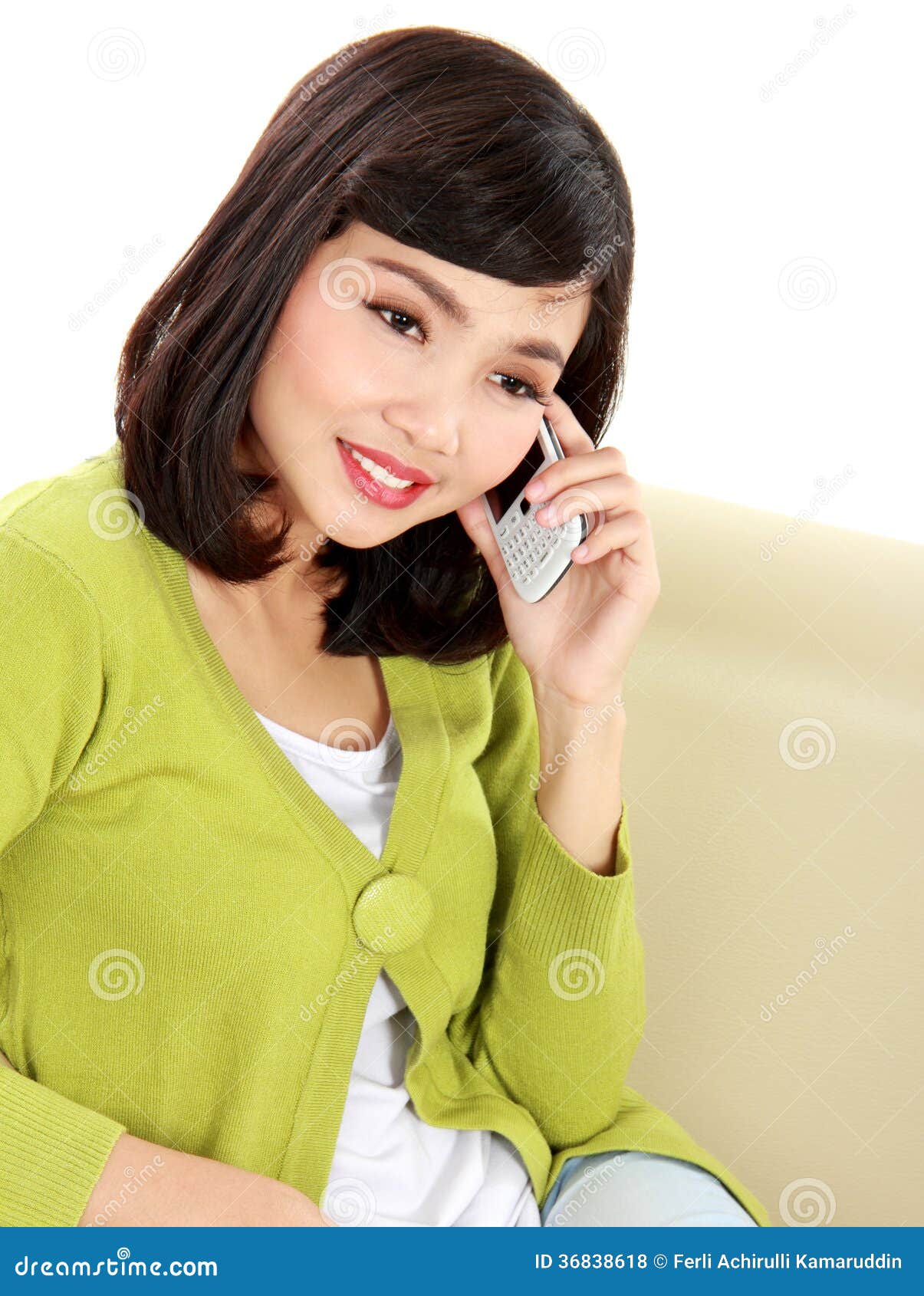 Woman Calling Someone with Phone Stock Photo - Image of happy, model ...