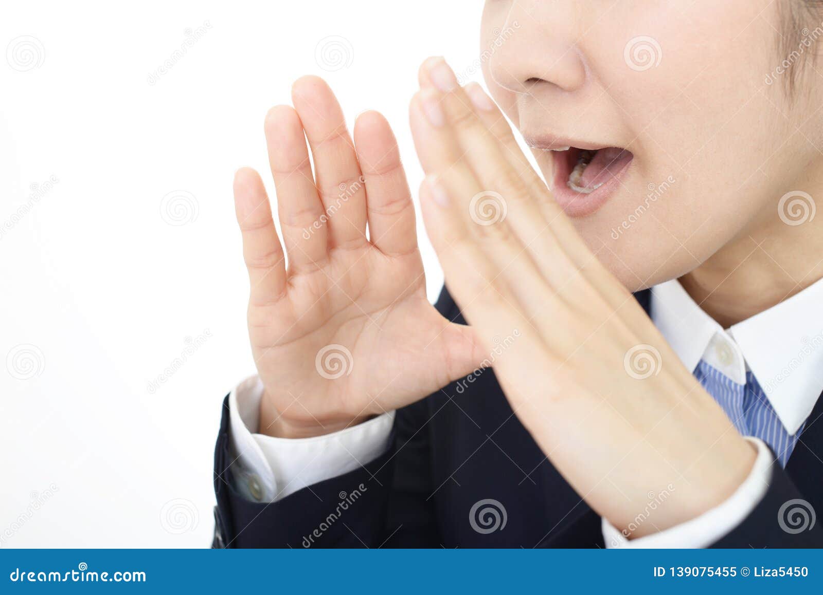 Woman calling for someone stock image. Image of adult - 139075455