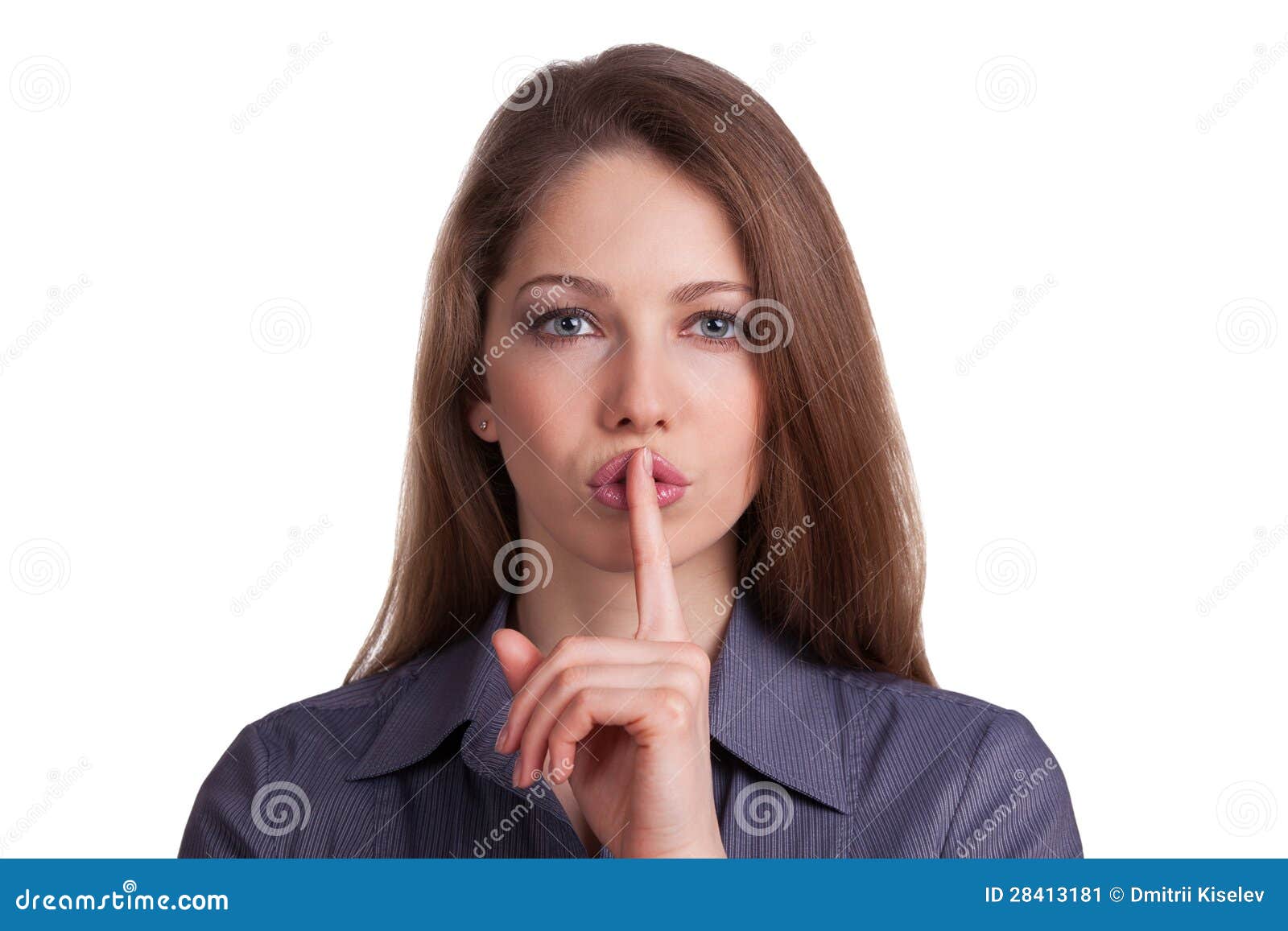 Woman Calls for Silence, Finger on Lips Stock Image - Image of hush ...