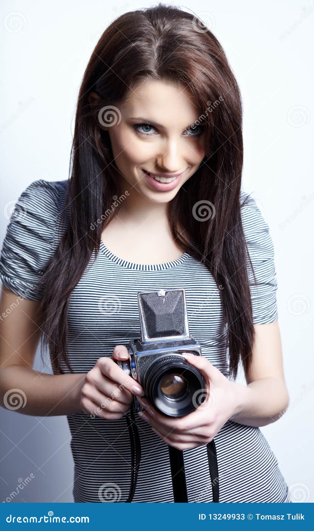 Woman with camera stock image. Image of holding, digital - 13249933