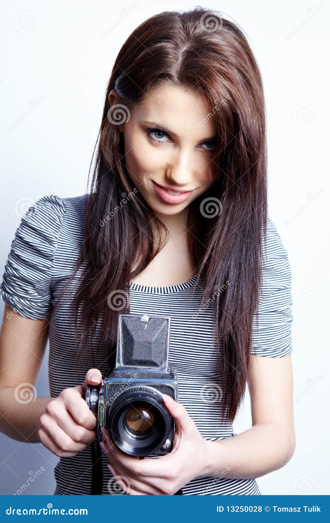 Woman with camera stock photo. Image of multimedia, digital - 13250028
