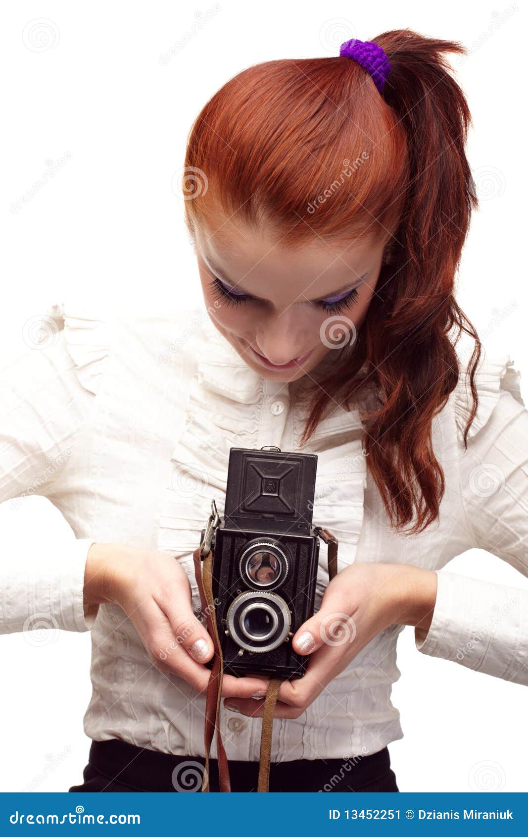 Woman with camera. stock image. Image of technology, lens - 13452251