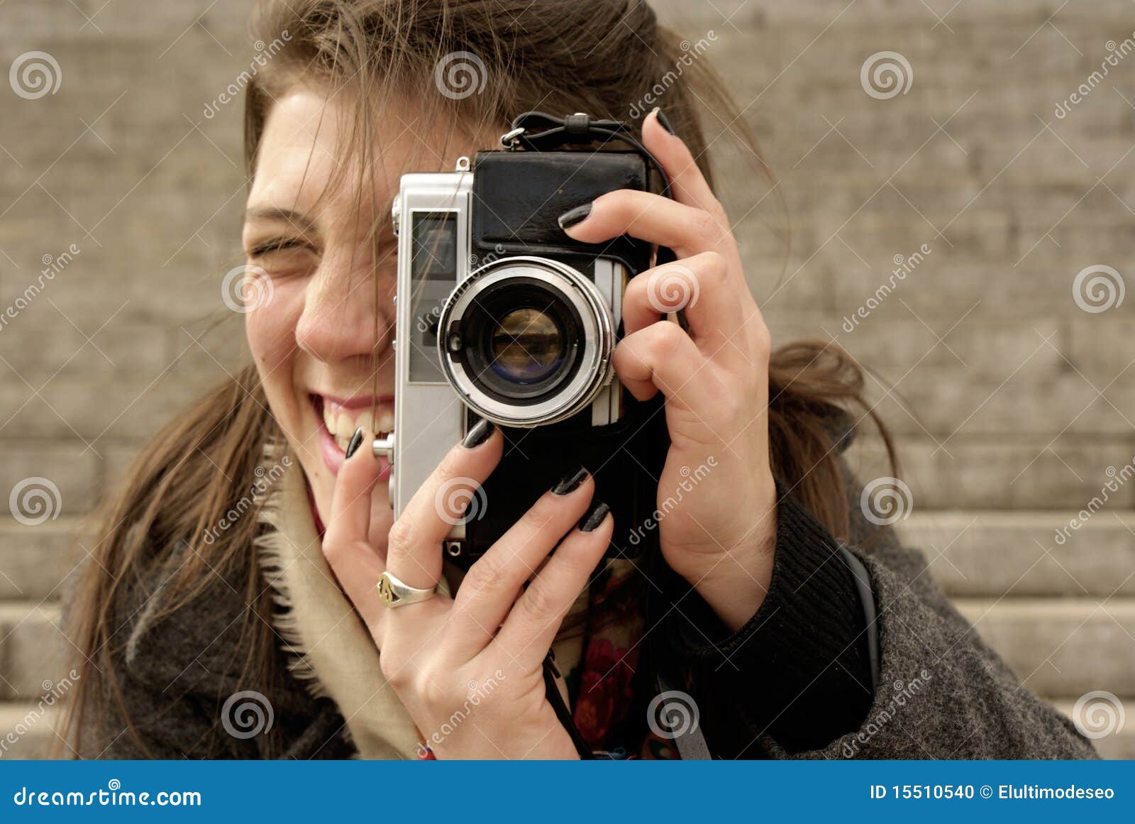 Woman with camera stock photo. Image of holding, beautiful - 15510540