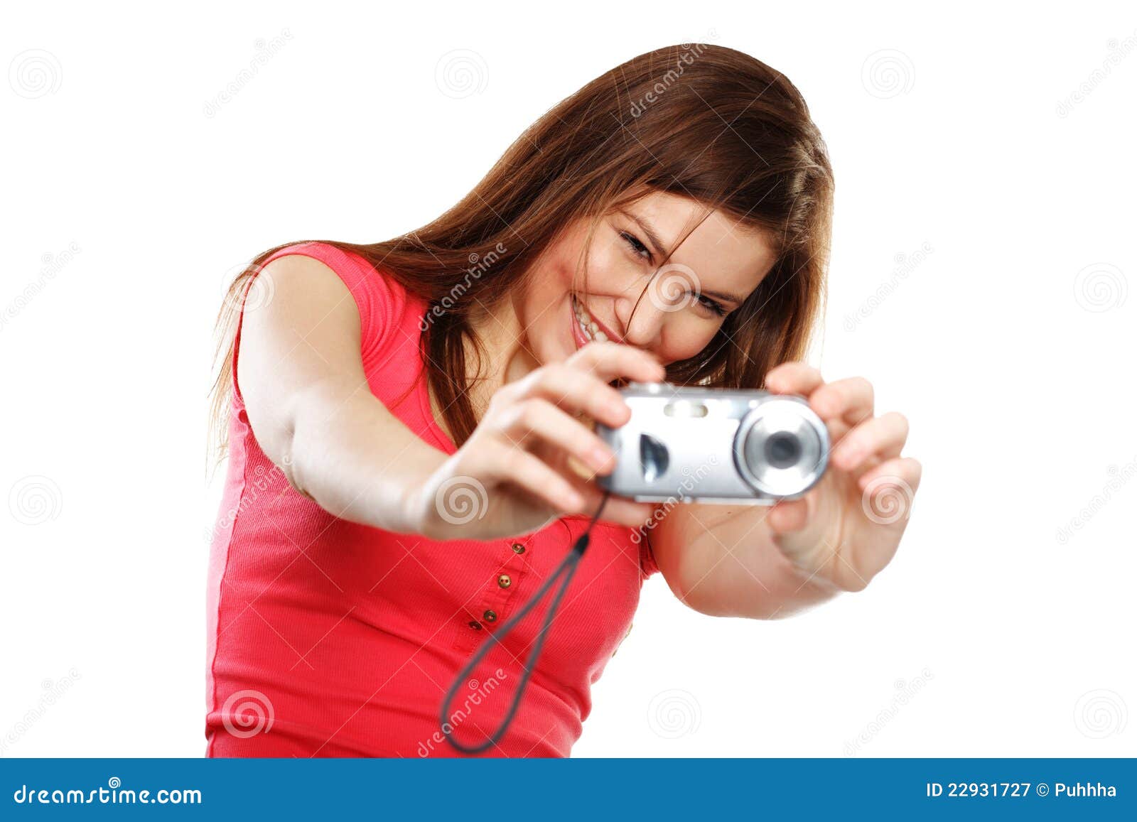 Woman with camera stock image. Image of photographing - 22931727