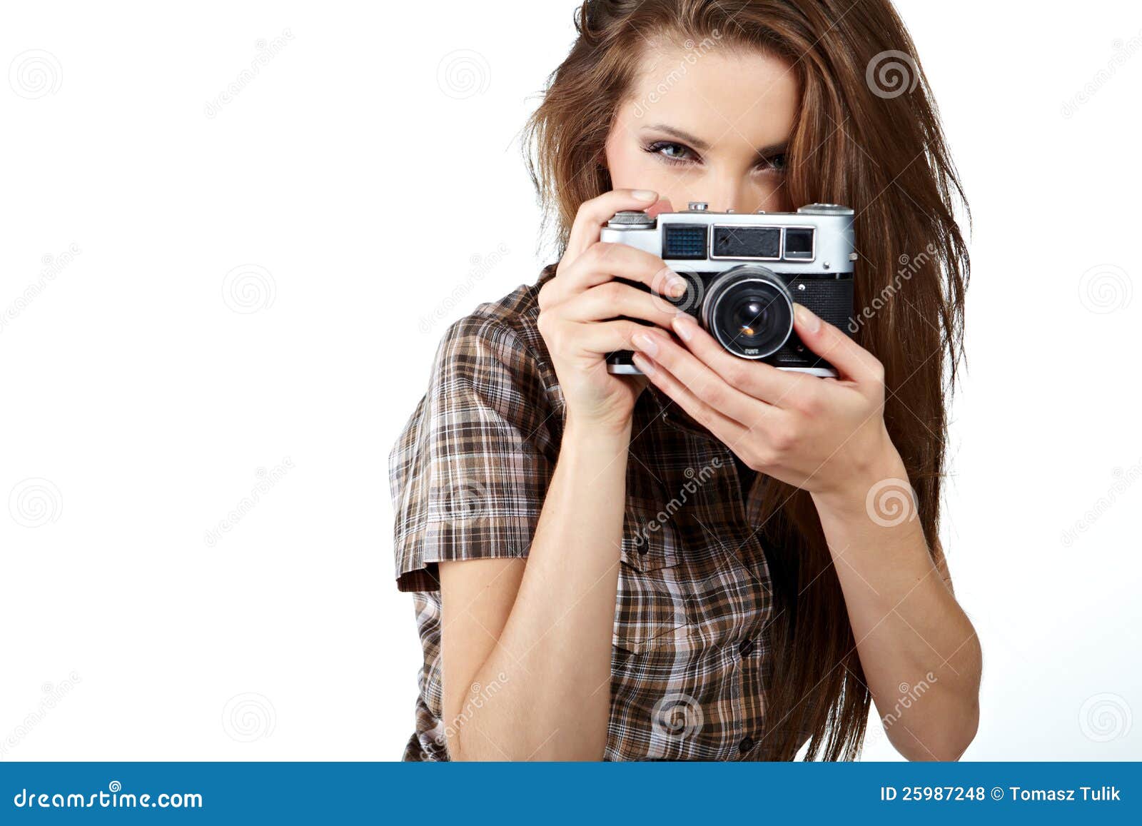 Woman with camera. stock photo. Image of successful, isolated - 25987248