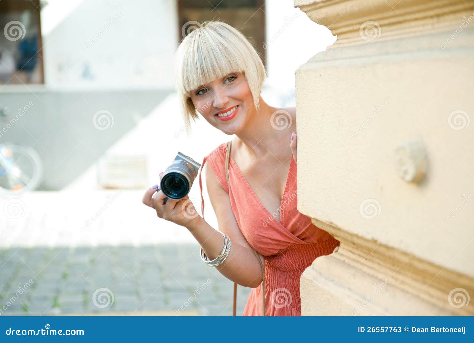 Woman with camera stock image. Image of tourist, girl - 26557763