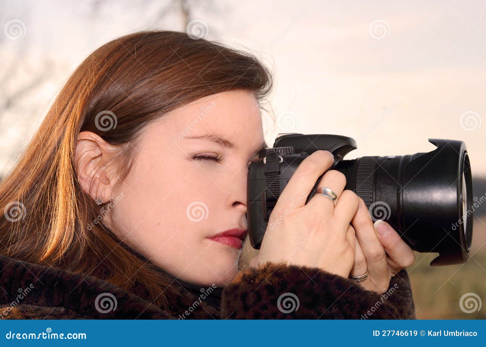 Woman and camera stock image. Image of active, object - 27746619