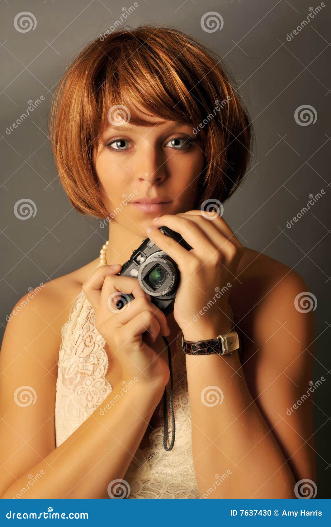 Woman with Camera stock photo. Image of hands, person - 7637430