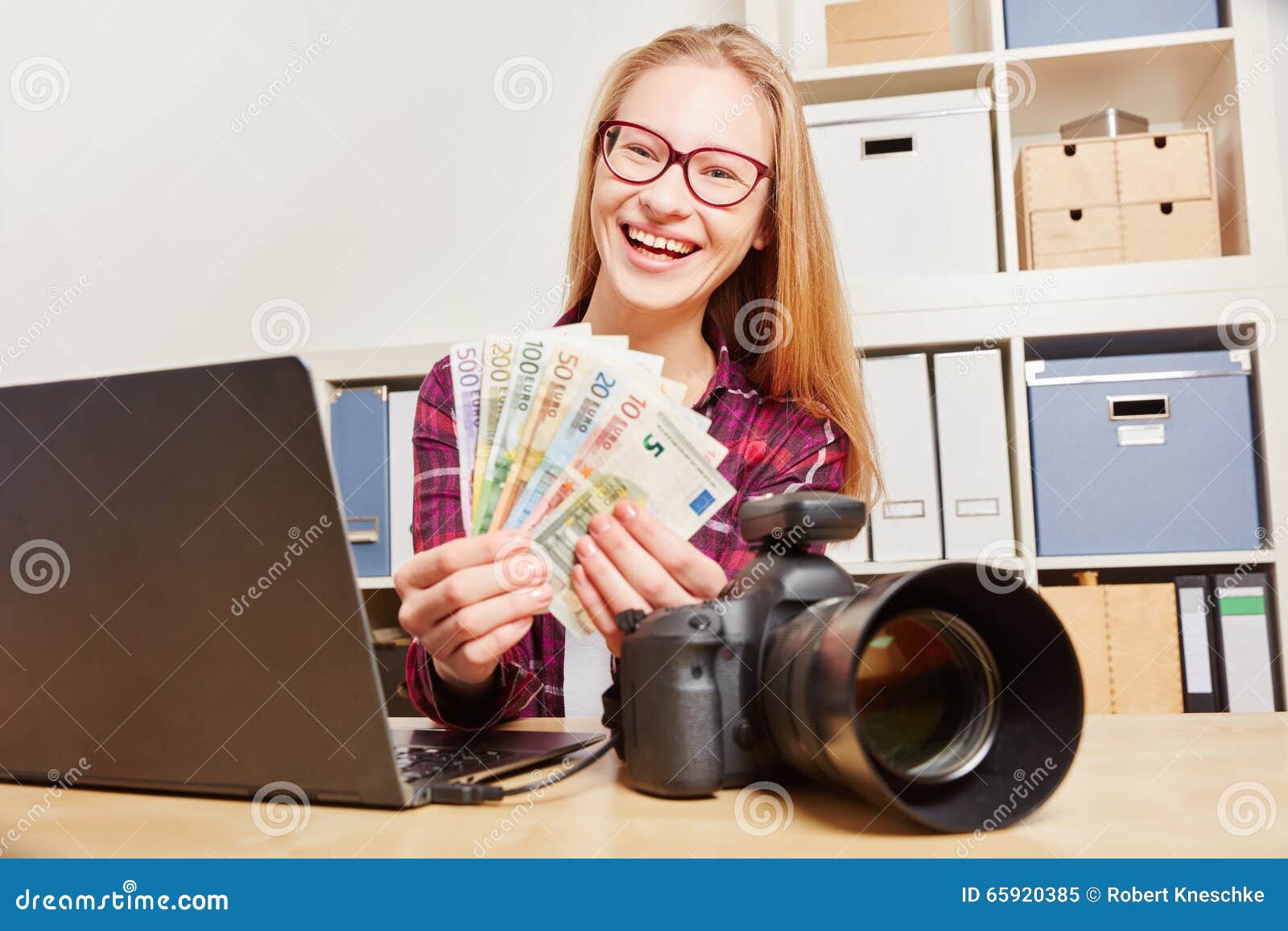 Woman with Camera Earning Money Stock Image - Image of earning, student ...