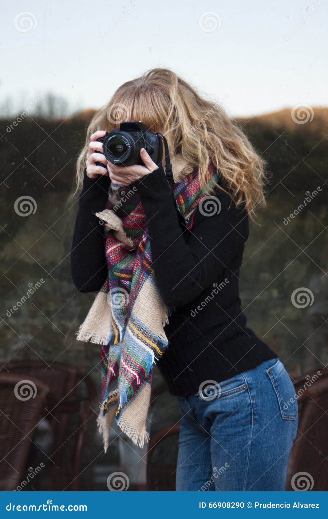 Woman with camera stock photo. Image of fashion, video - 66908290