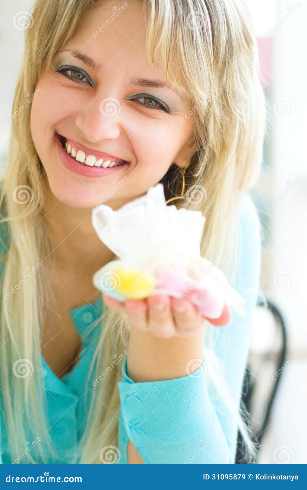 Woman with candies stock image. Image of lifestyle, happiness - 31095879