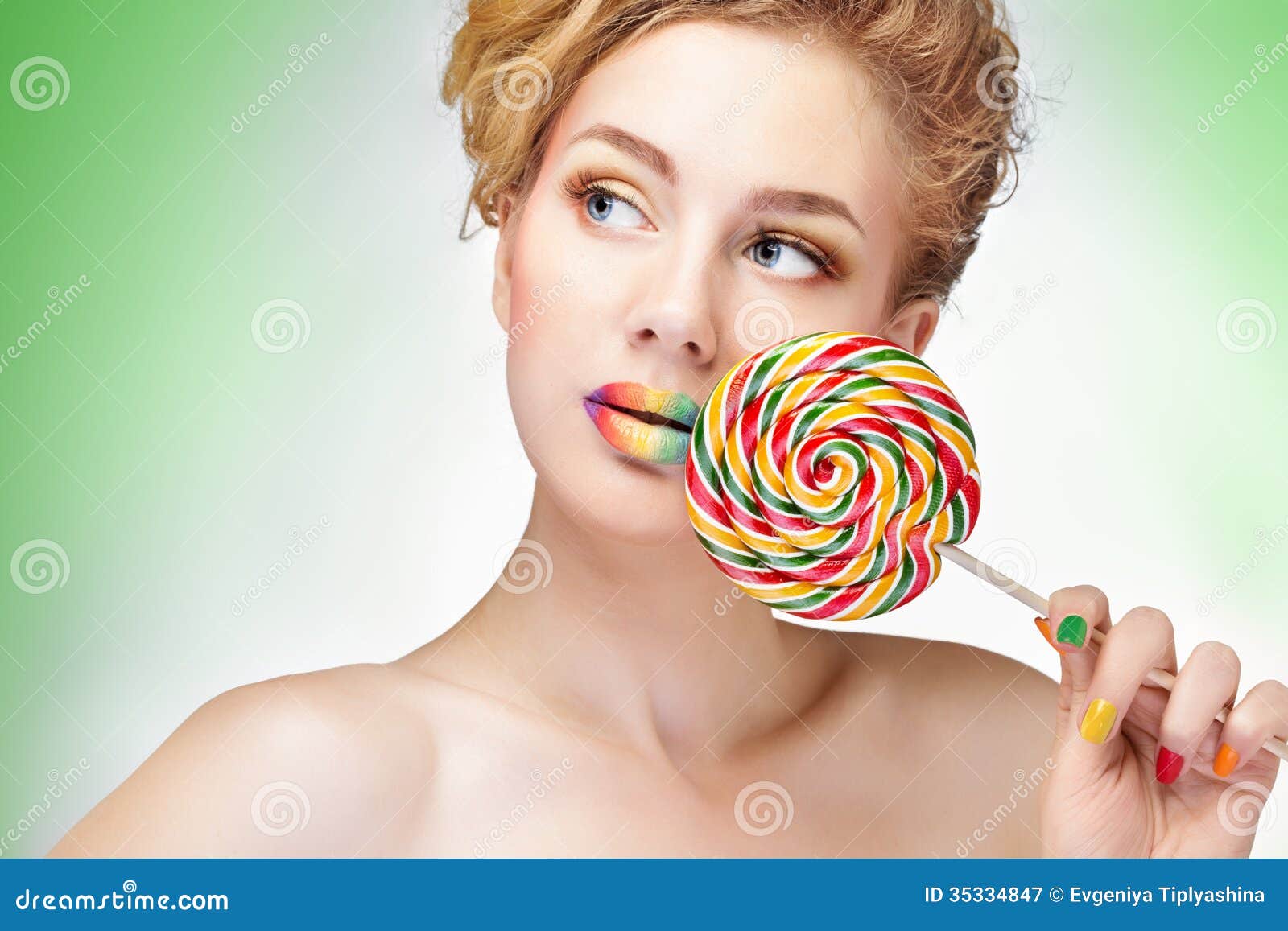 Woman with candy stock image. Image of lollypop, girl - 35334847