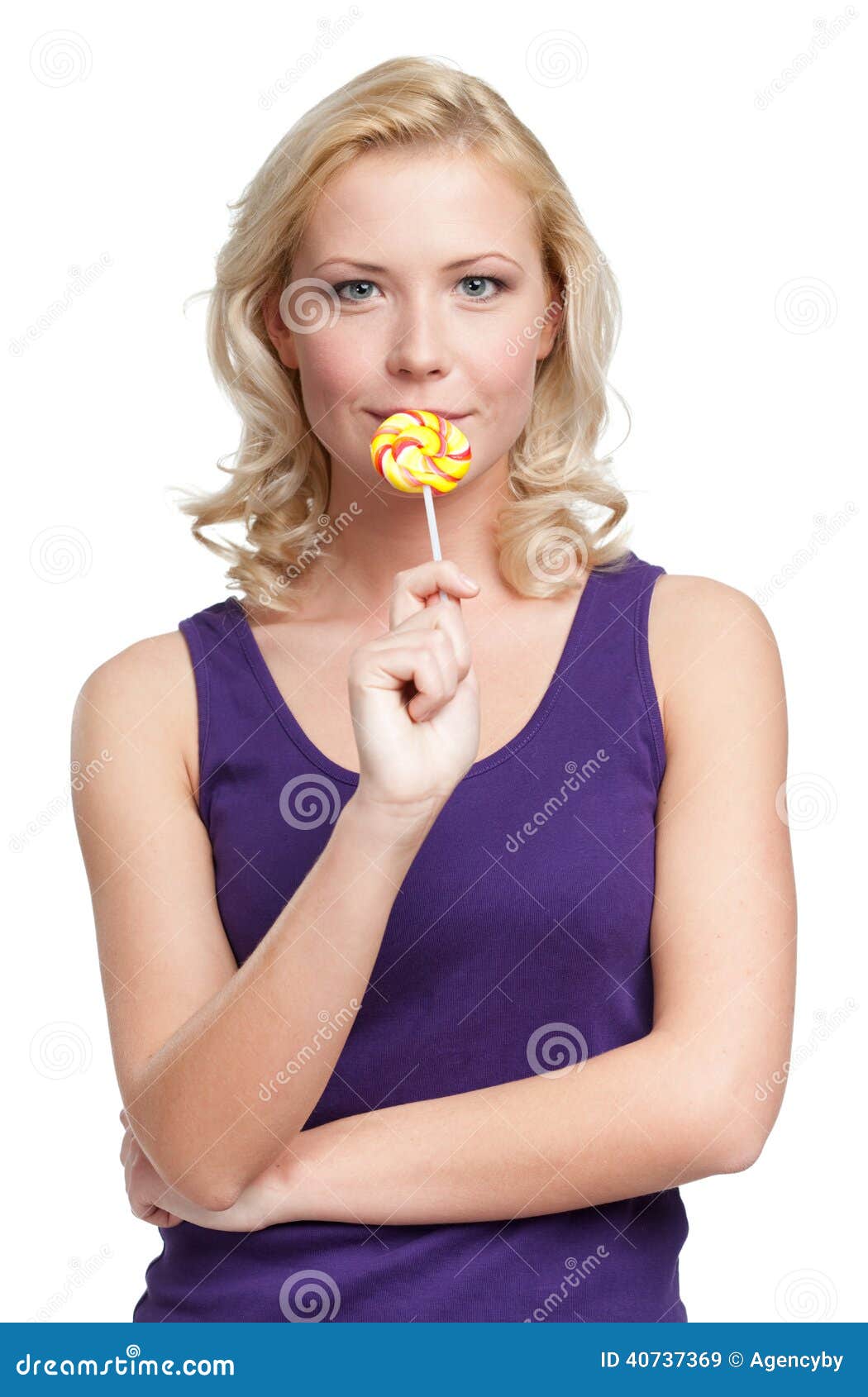 Woman with candy stock image. Image of lick, happy, female - 40737369