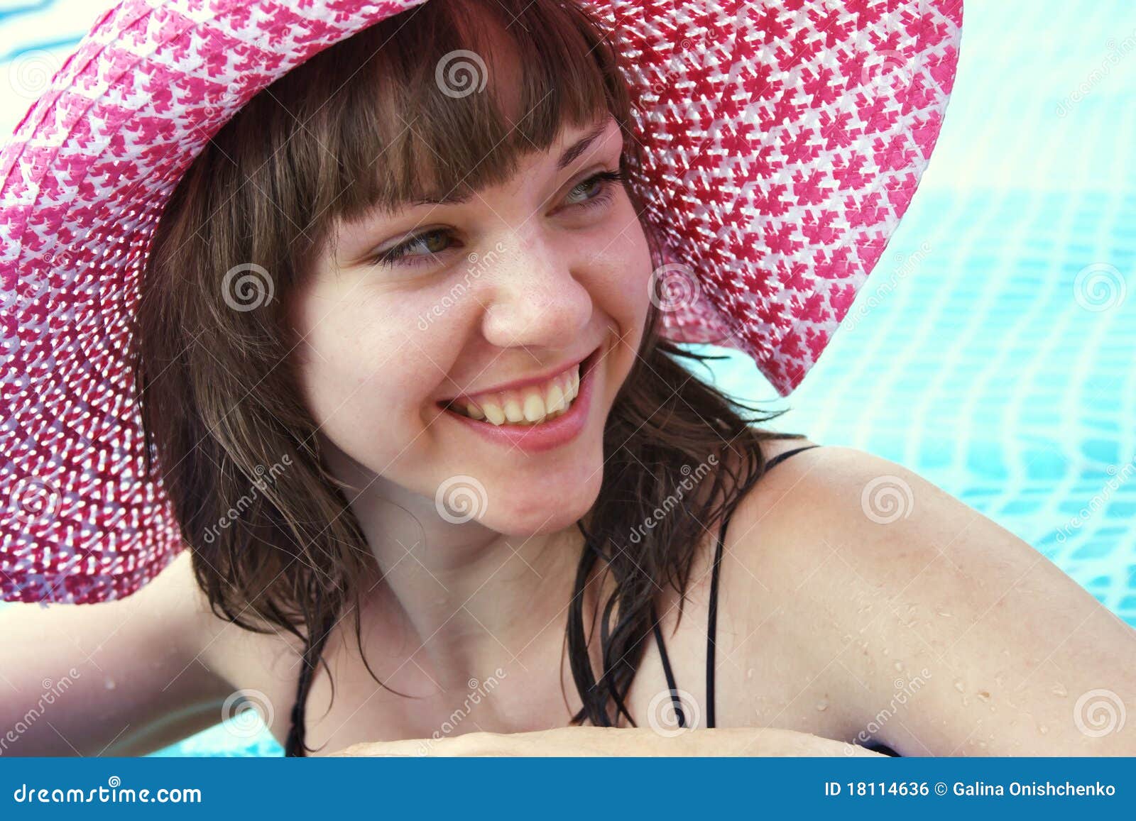Woman is by a Canicular Day in a Pool Stock Photo - Image of young ...