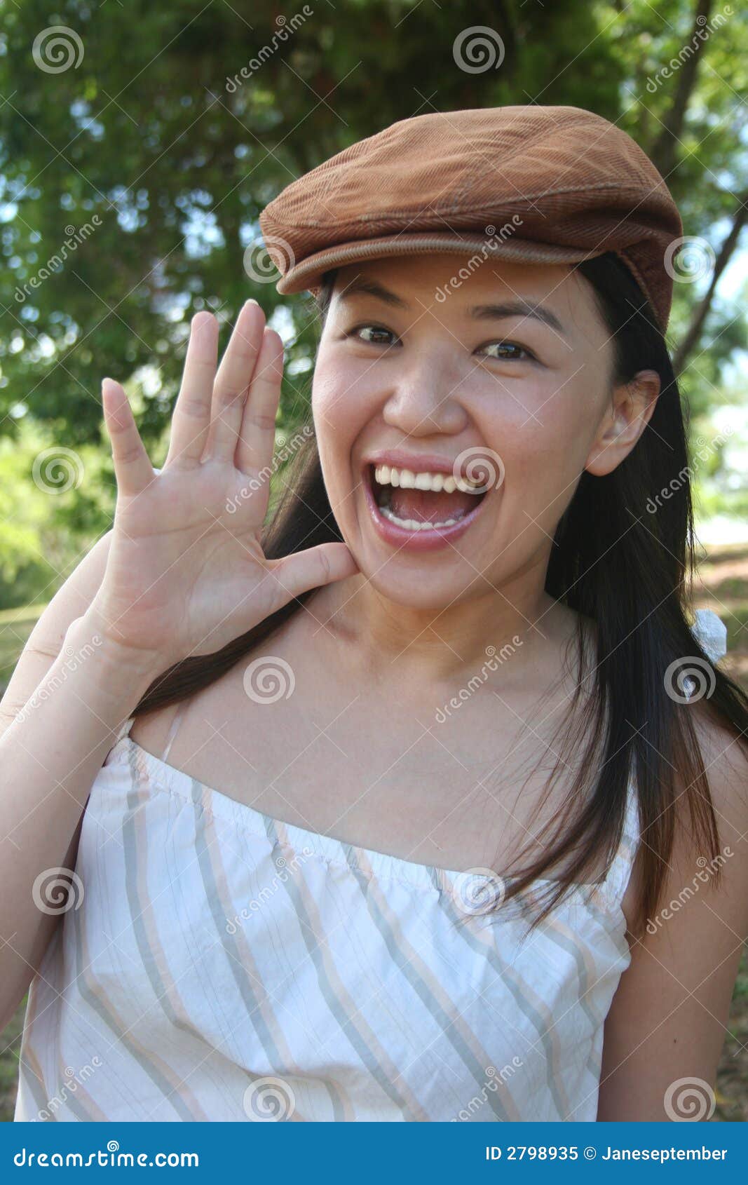 Woman with cap shouting stock image. Image of loud, shout - 2798935