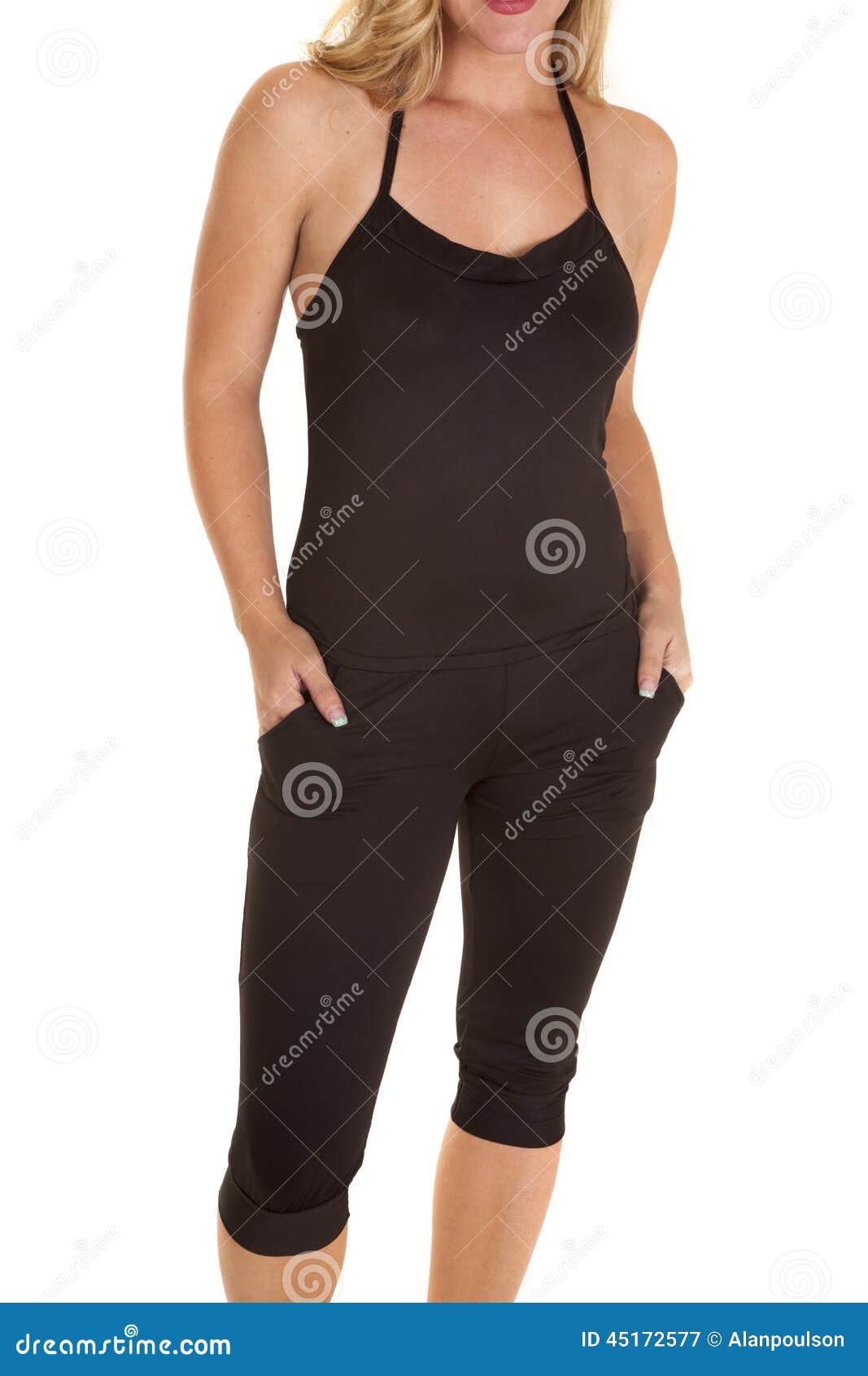 Woman in capris black stock image. Image of fashionable - 45172577