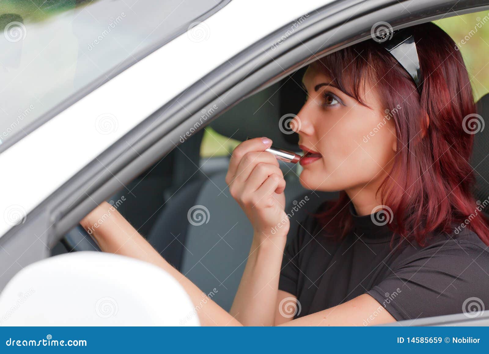 Woman in a car stock image. Image of lady, caucasian - 14585659