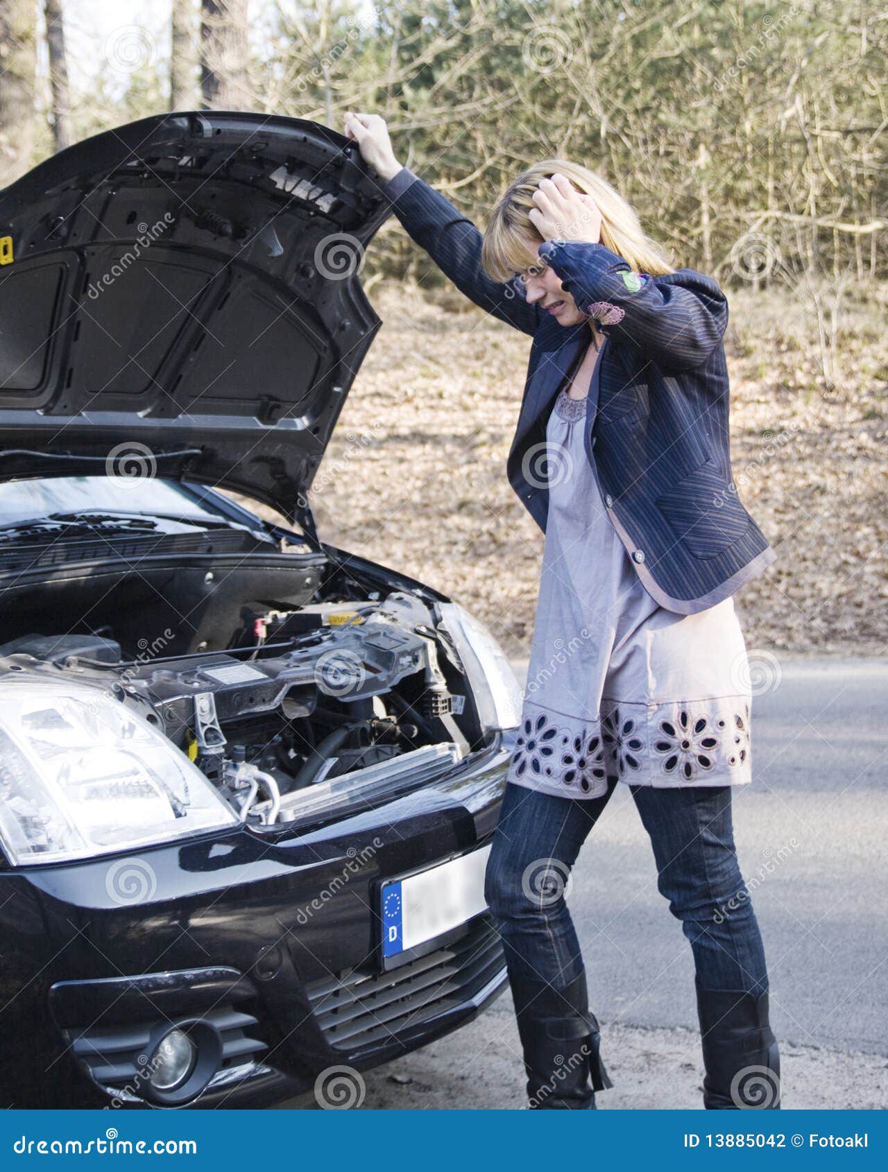 Woman car breakdown stock photo. Image of caucasian, casual - 13885042