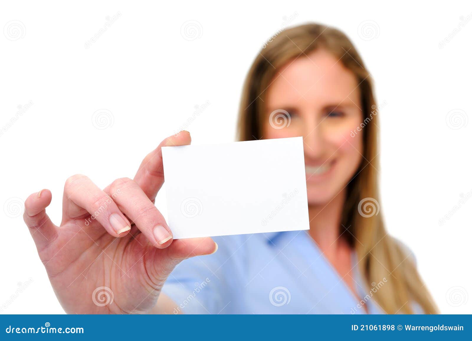 Woman with card stock photo. Image of sign, business - 21061898