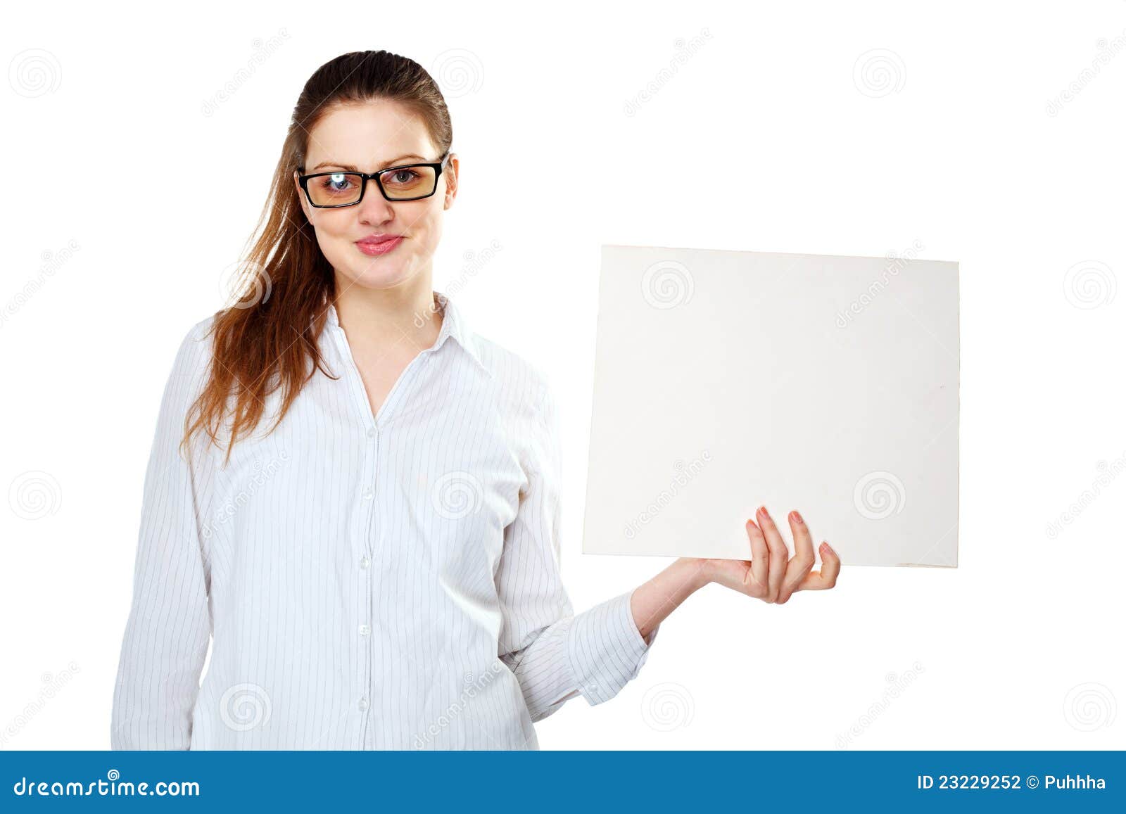 Woman with card stock photo. Image of pretty, smile, sheet - 23229252